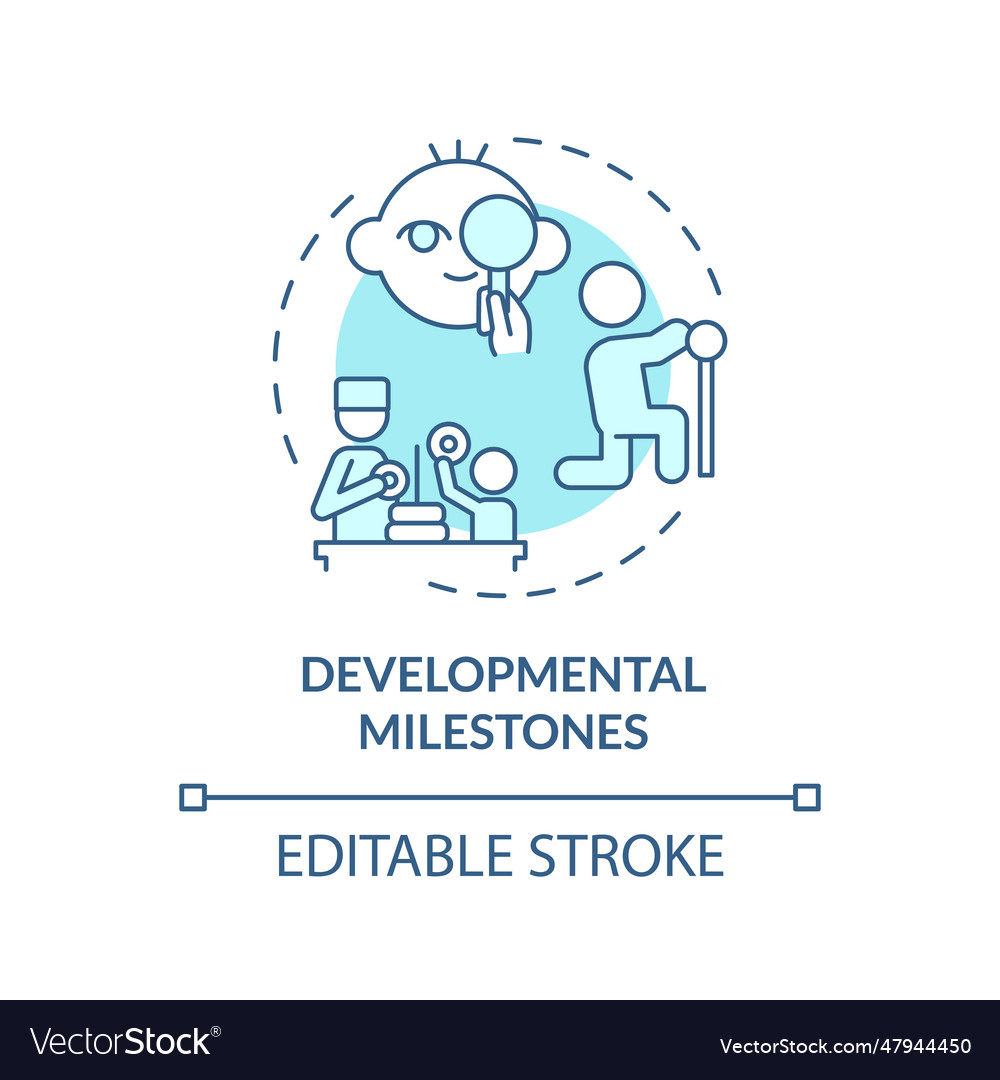 Developmental milestones turquoise concept icon Vector Image Developmental milestones turquoise concept icon Vector Image