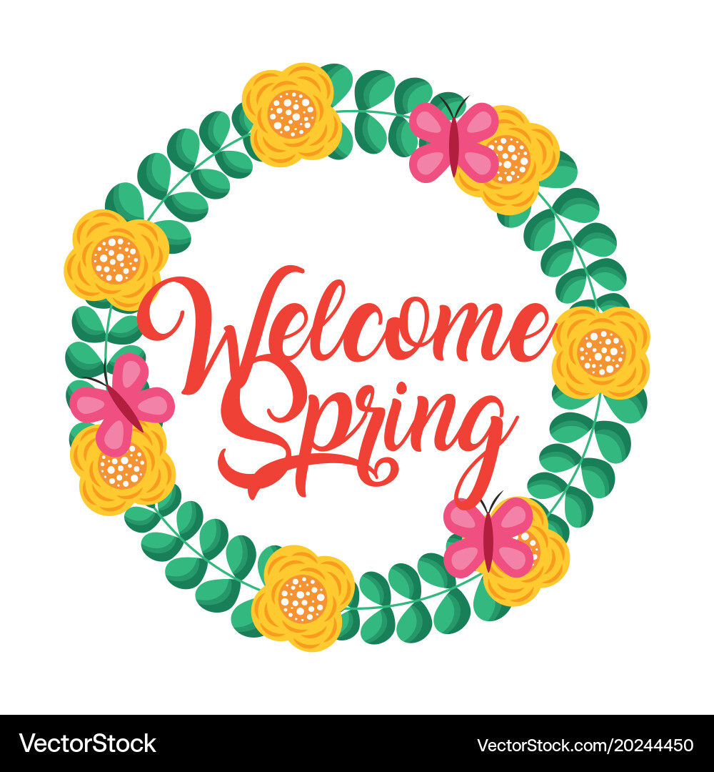Floral wreath decorative welcome spring Royalty Free Vector