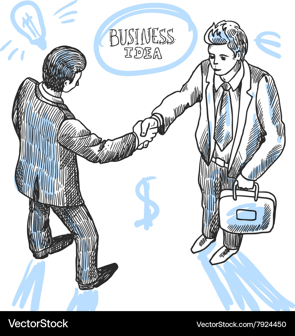 Handshake of 2 peoples Royalty Free Vector Image