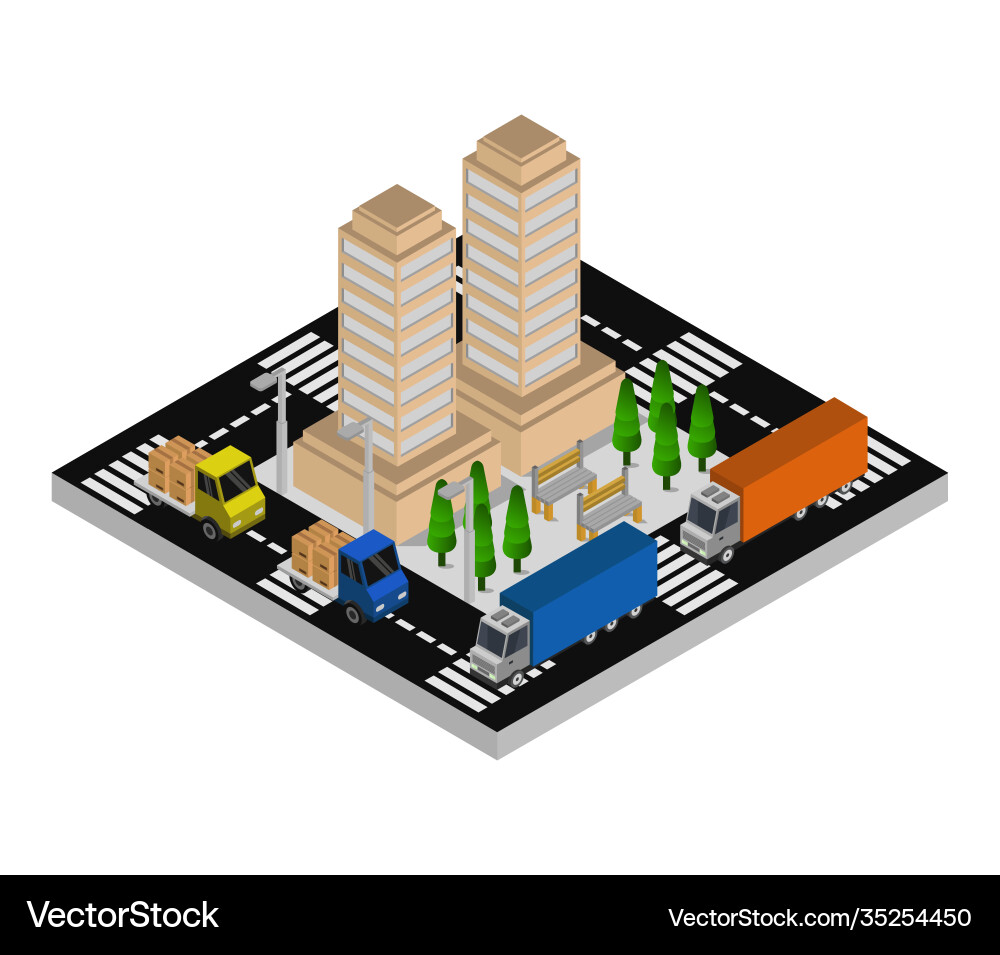 Isometric city on background graphic Royalty Free Vector