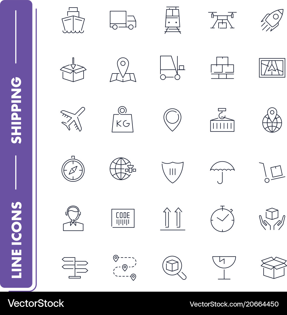 Line icons set shipping Royalty Free Vector Image