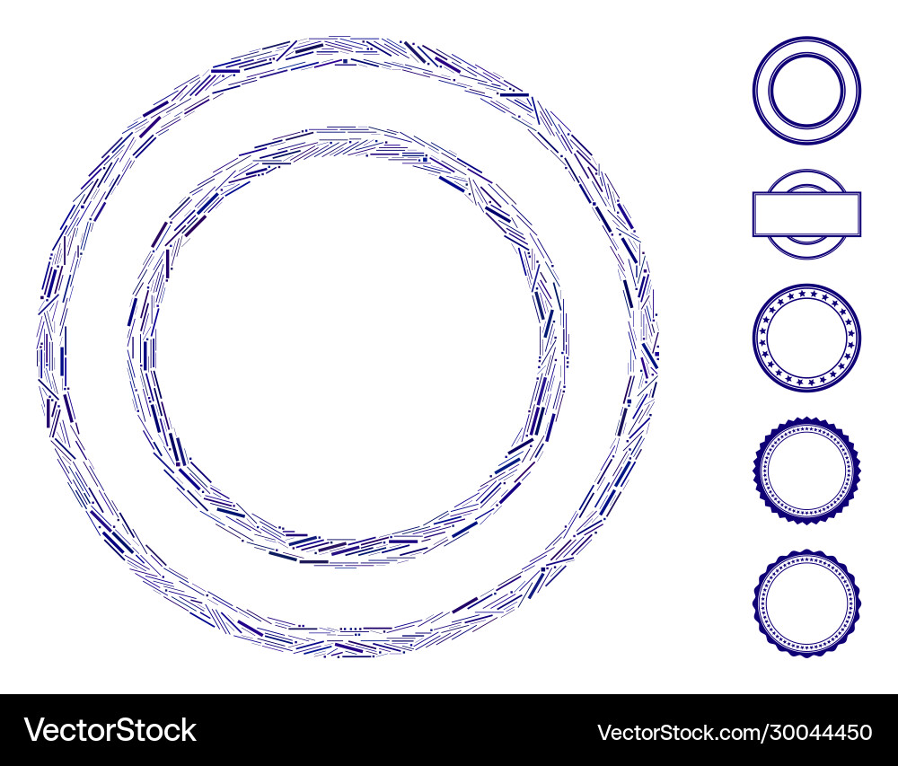 Line mosaic double circle frame icon Royalty Free Vector