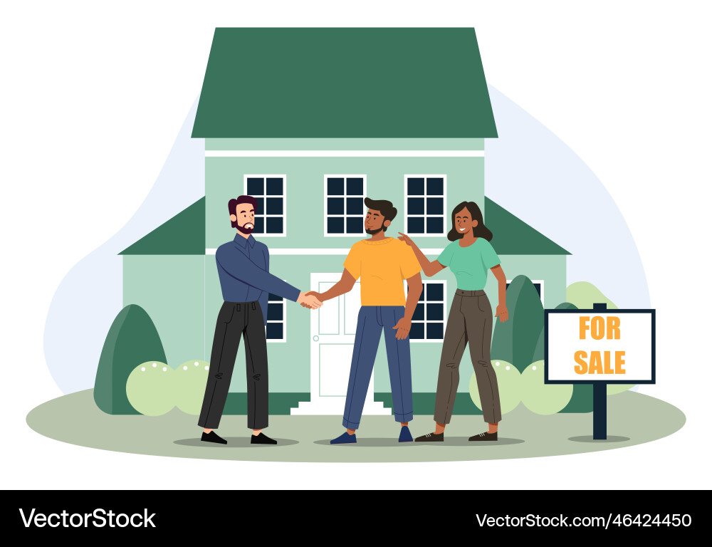 People buying house Royalty Free Vector Image - VectorStock