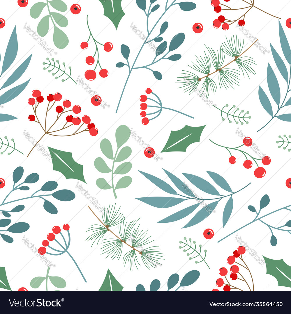 Seamless pattern with branches leaves Royalty Free Vector