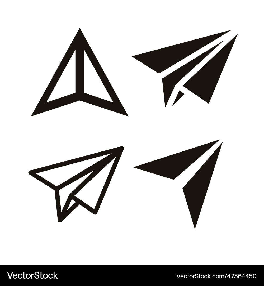 Send icon arrow set black color isolated Vector Image