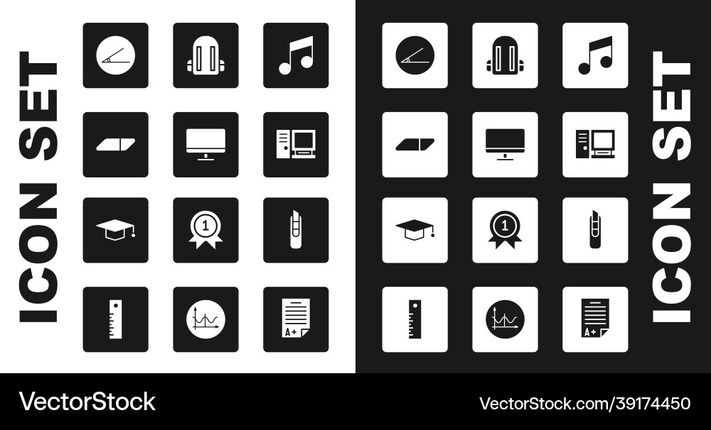 Set music note tone computer monitor screen Vector Image