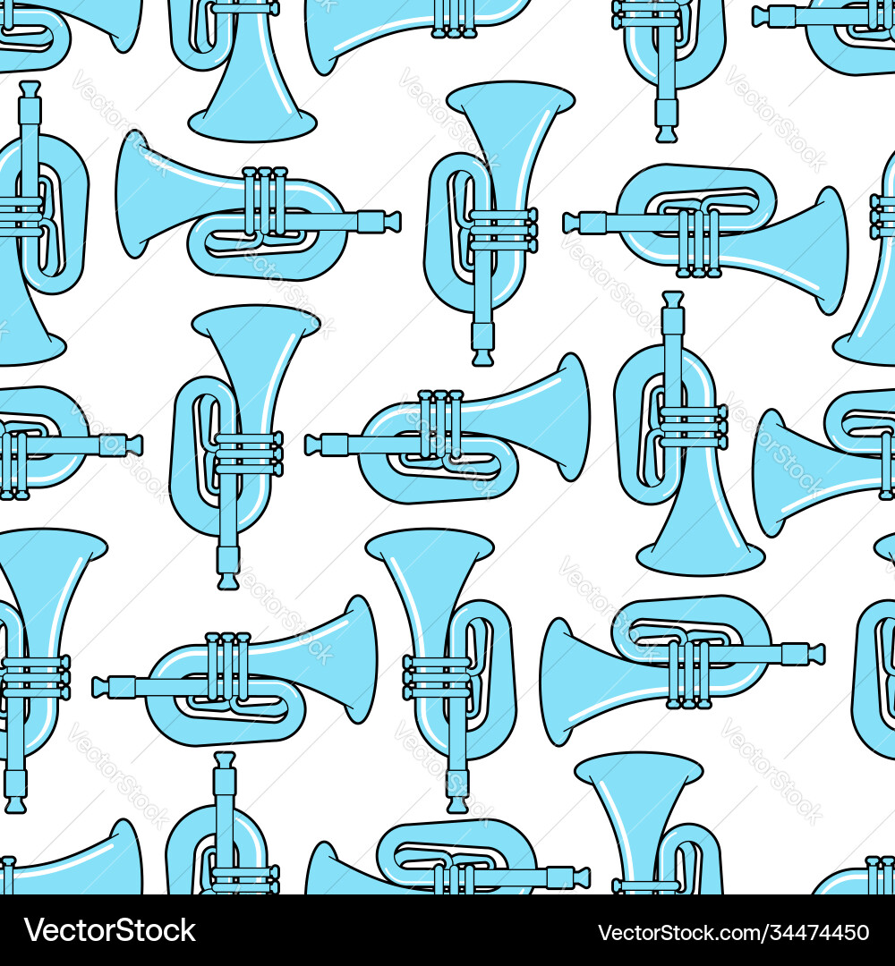 Trumpet pattern seamless musical instrument Vector Image