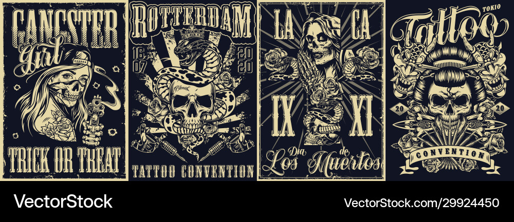 Vintage monochrome posters collection Royalty Free Vector
