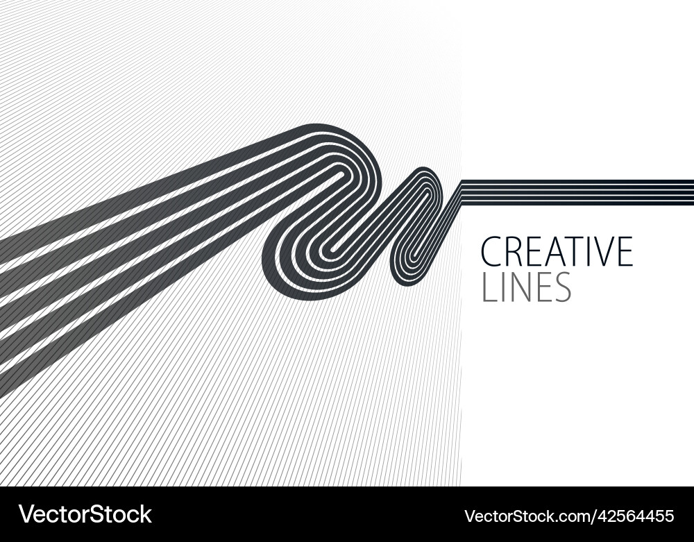 3d black and white lines in perspective abstract Vector Image