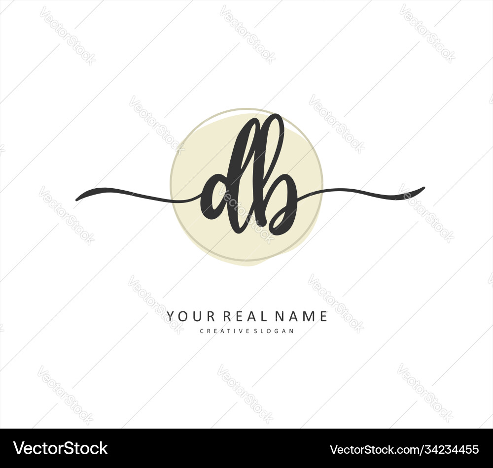 D b db initial letter handwriting and signature Vector Image