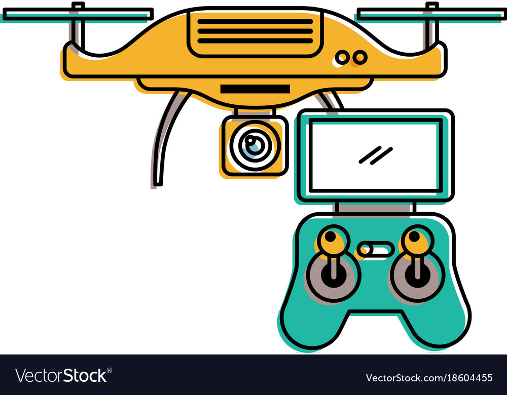 Drone with remote control device technologies Vector Image