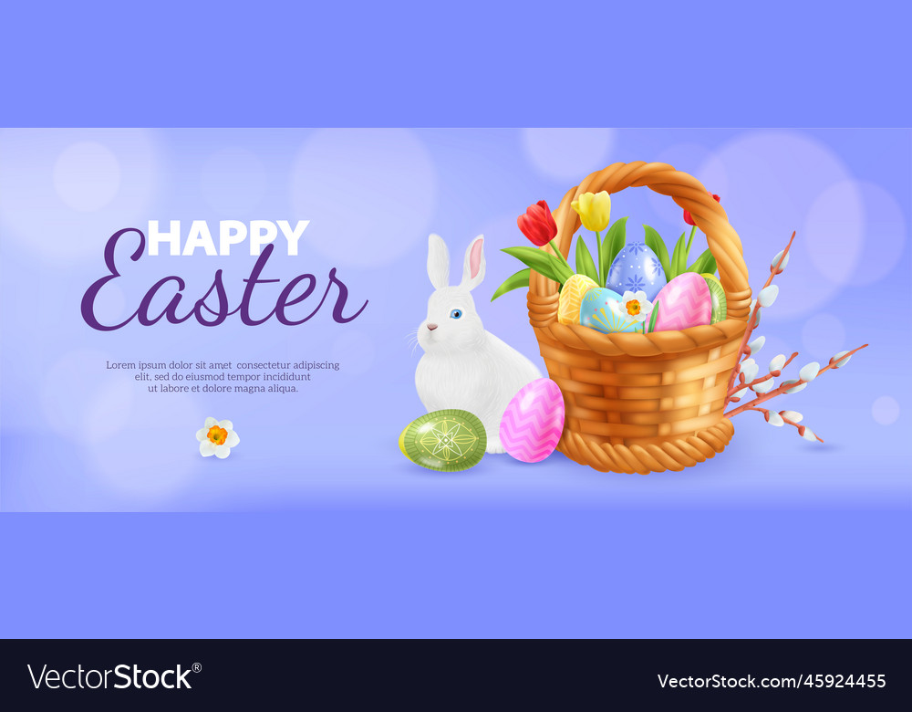 Happy easter horizontal poster Royalty Free Vector Image