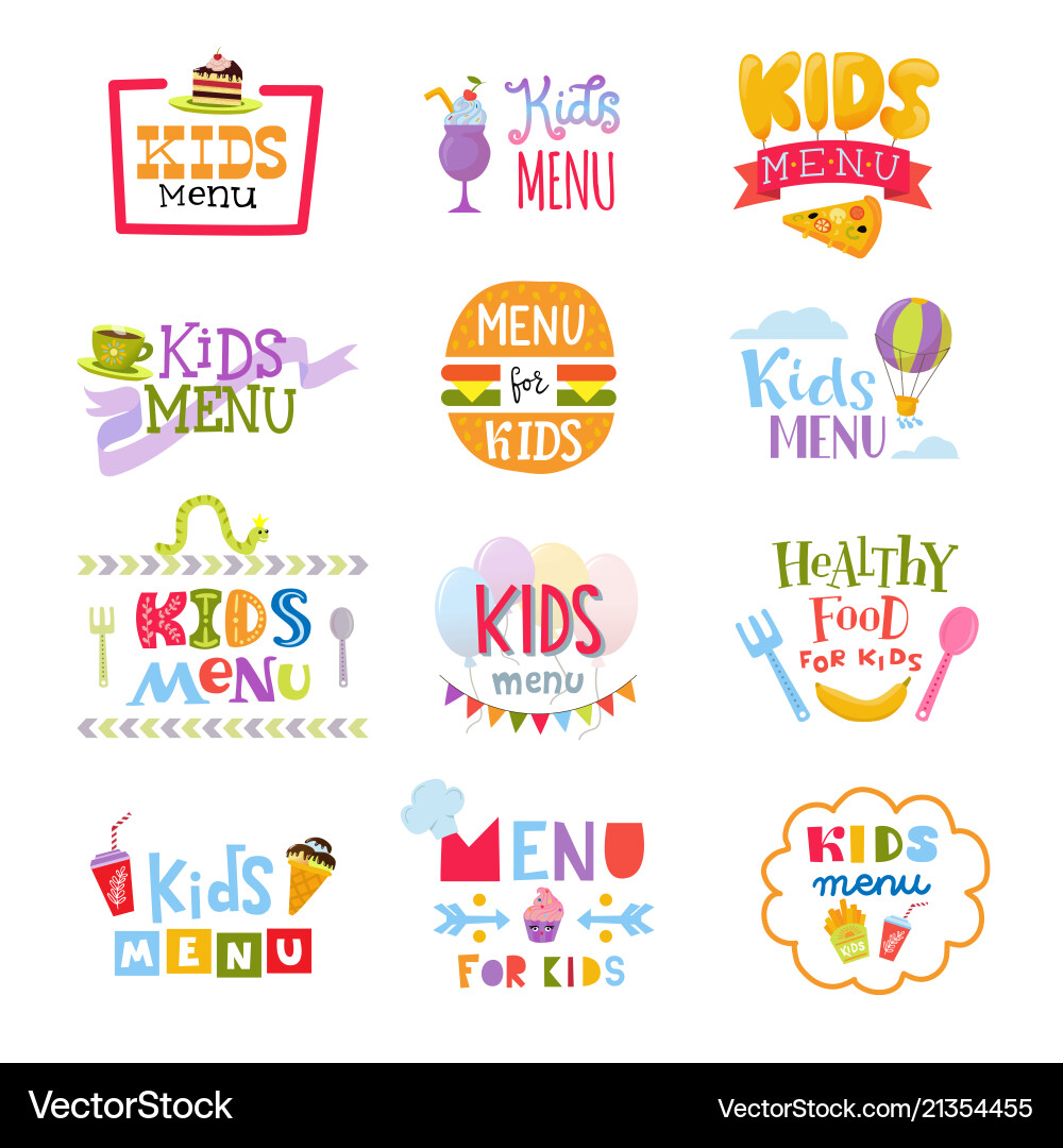 Kids menu lettering template for child s Vector Image