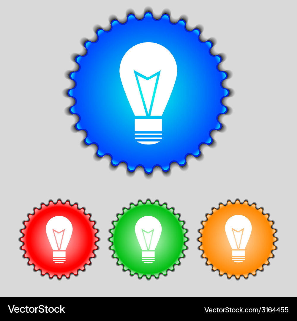 Light lamp sign icon idea symbol lightis on set Vector Image