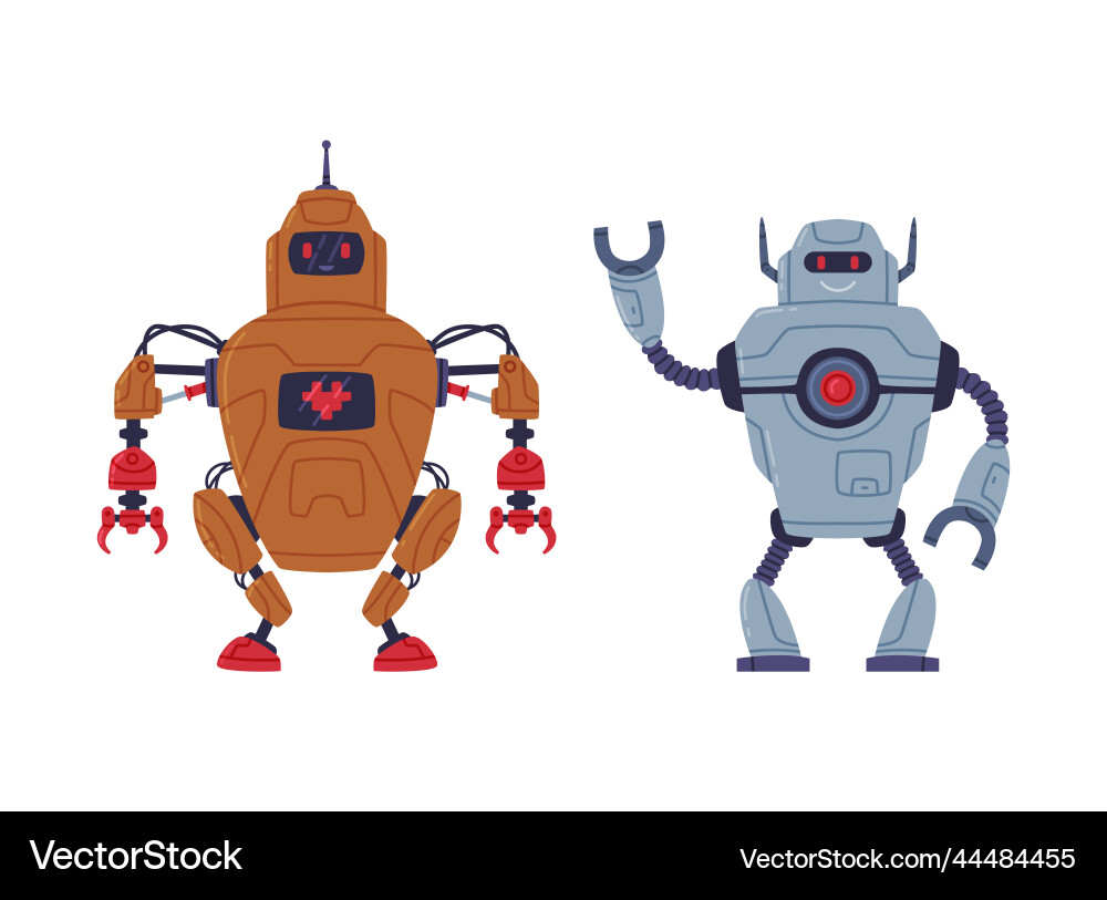 Metal robot machine with limbs for labor Vector Image