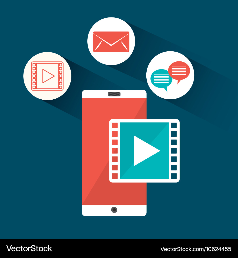 Mobile social media flat icons Royalty Free Vector Image