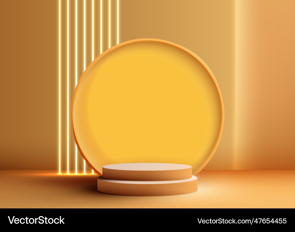 Modern yellow color podium and circle backdrop Vector Image