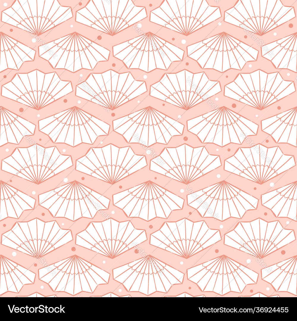 Seamless pattern with hand drawn asian fan pink Vector Image