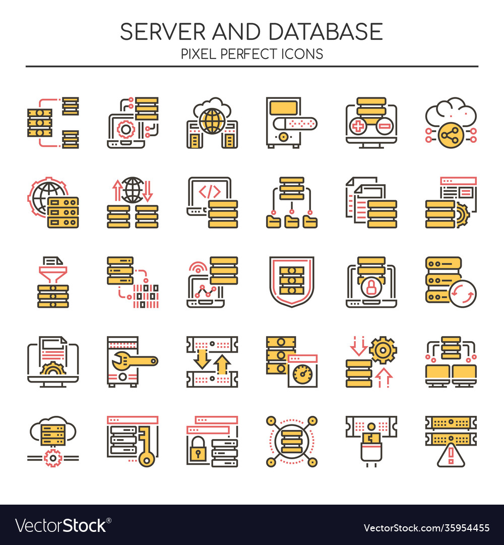Server and database thin line pixel perfect Vector Image