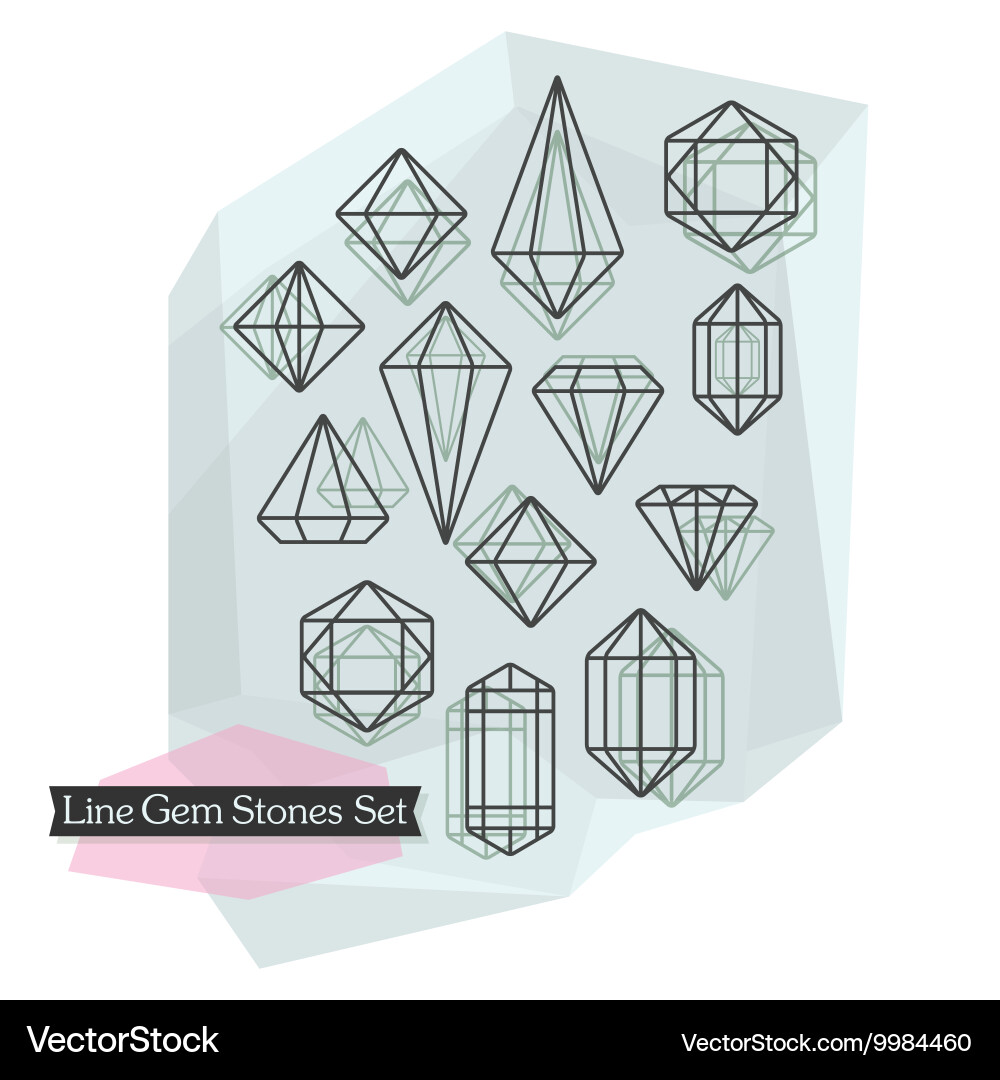 Abstract line gem stones icons set Royalty Free Vector Image