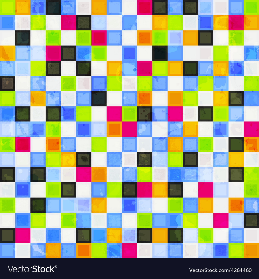 Colored squares seamless pattern with grunge Vector Image