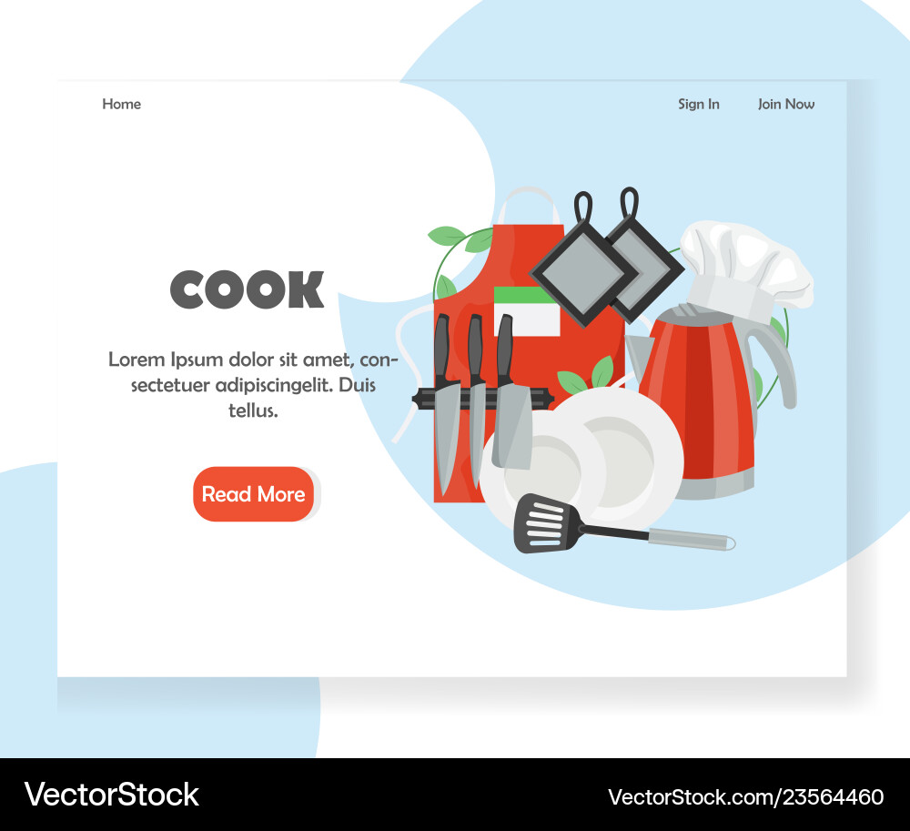 Cook website landing page design template Vector Image