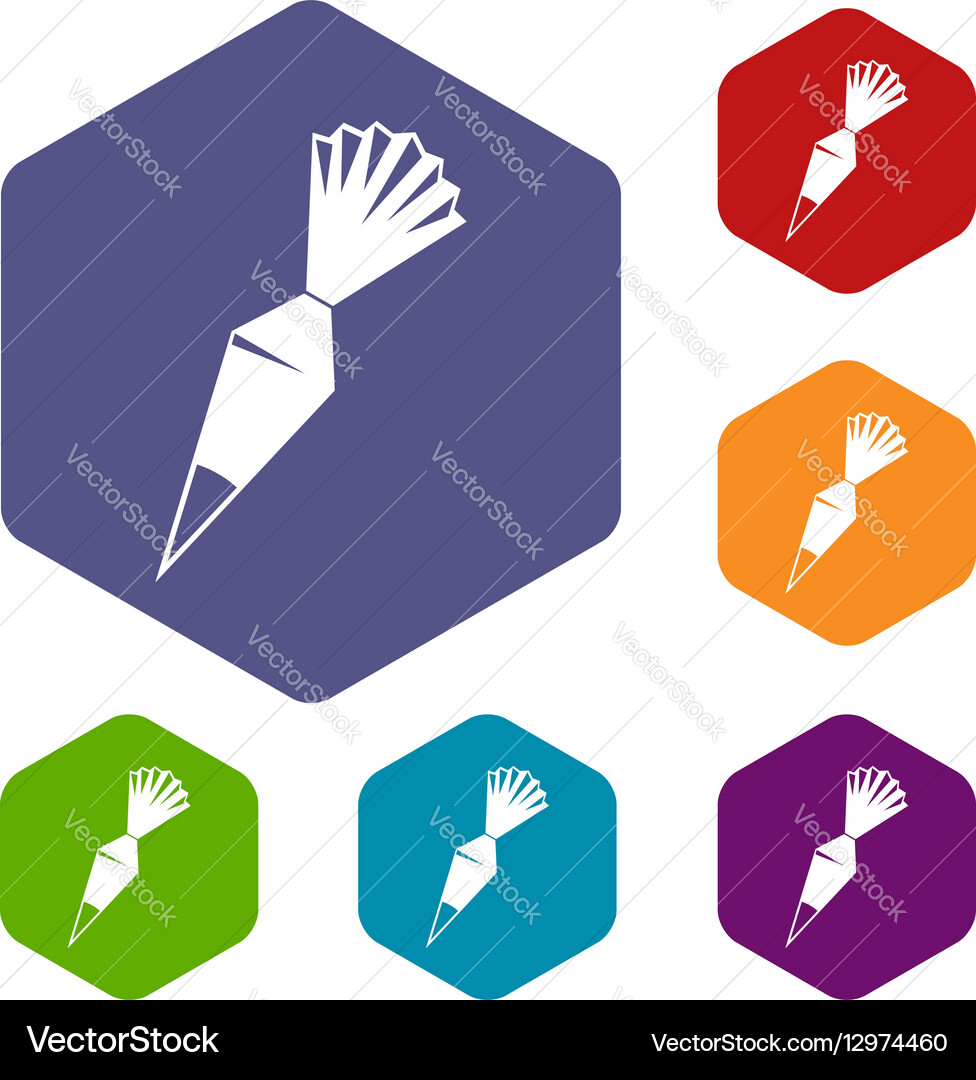 Cotton icing bag icons set Royalty Free Vector Image