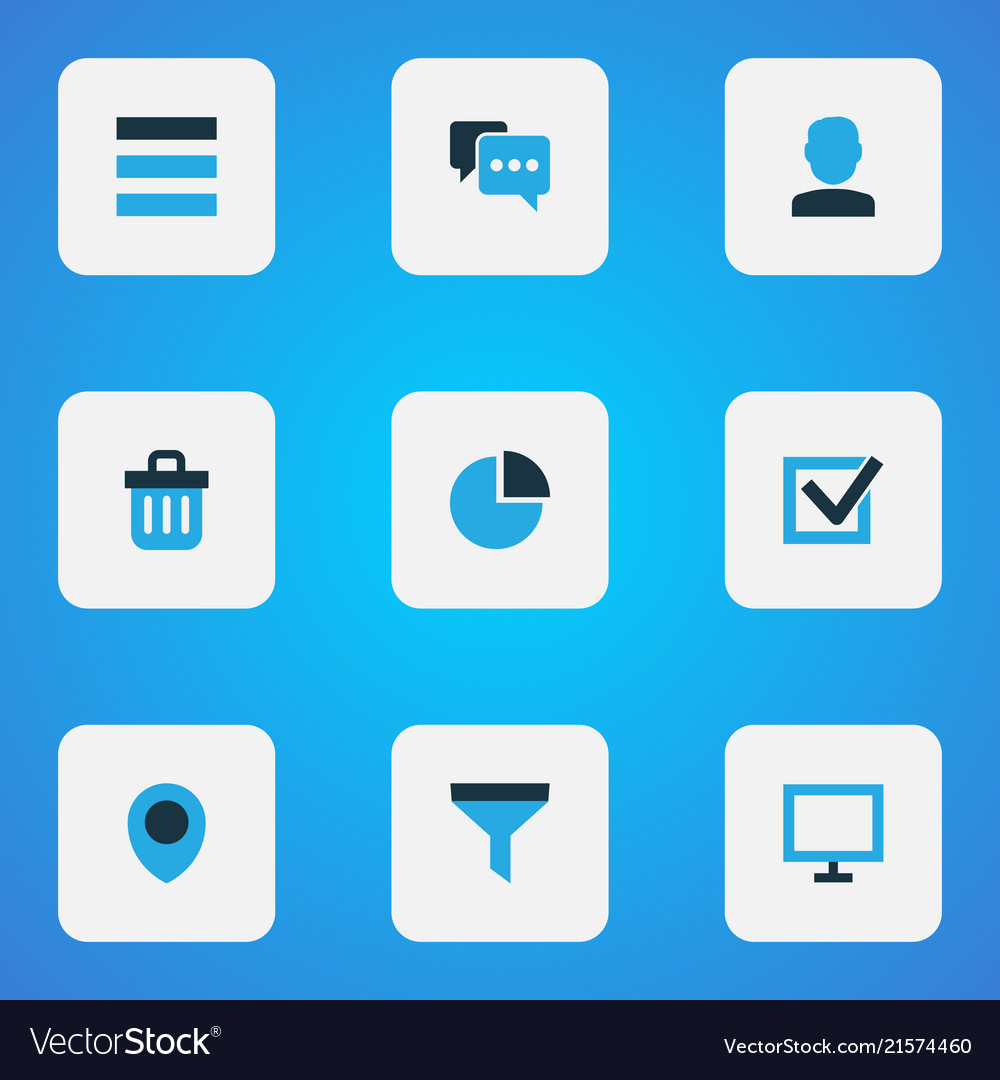 Interface icons colored set with user task Vector Image