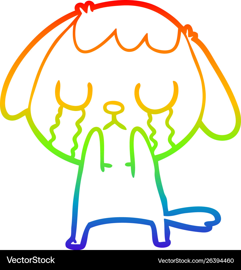 Rainbow gradient line drawing cute cartoon dog Vector Image