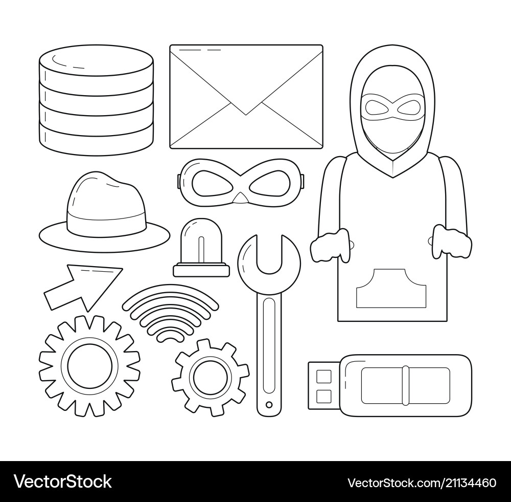 Set of cyber security symbols Royalty Free Vector Image