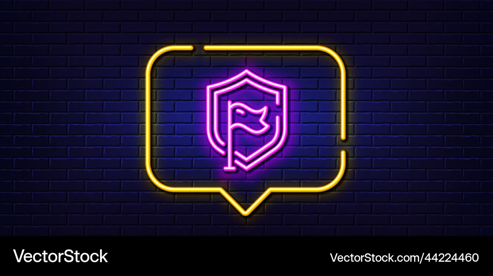 Shield line icon privacy secure sign neon light Vector Image