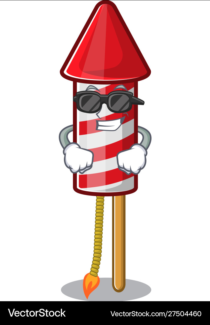 Super cool fireworks rocket placed in mascot box Vector Image
