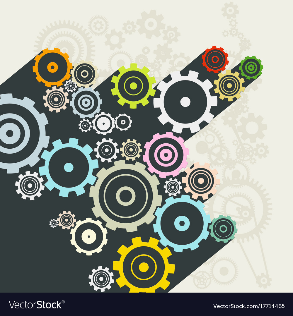 Cogs flat design long shadow Royalty Free Vector Image