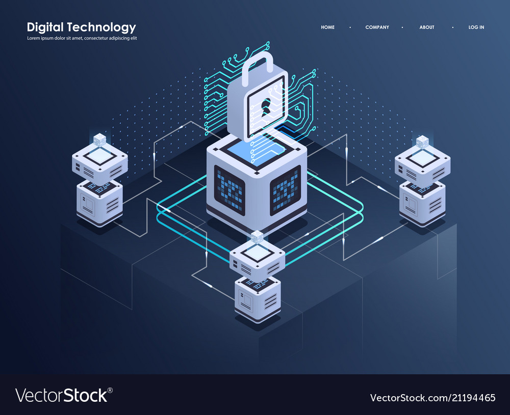Concept of big data processing isometric data Vector Image