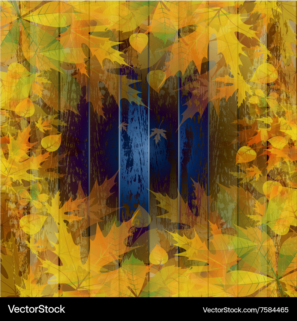 Grunge background with autumn leaves Royalty Free Vector