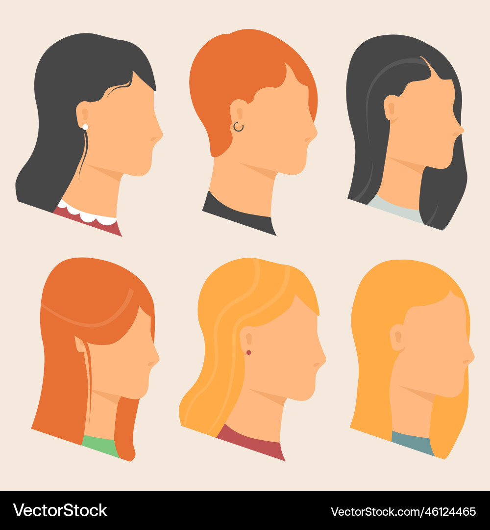 Human face people heads flat avatars profiles Vector Image