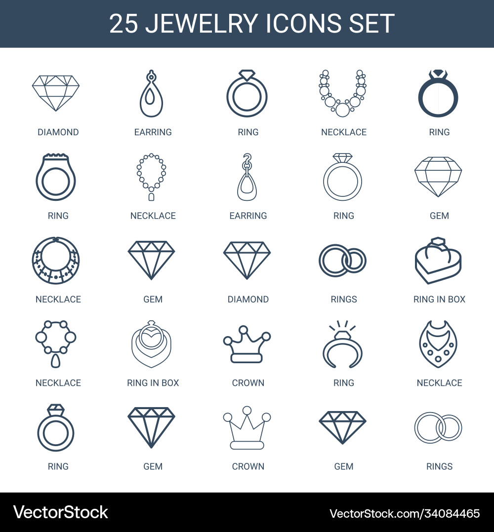Jewelry icons Royalty Free Vector Image - VectorStock