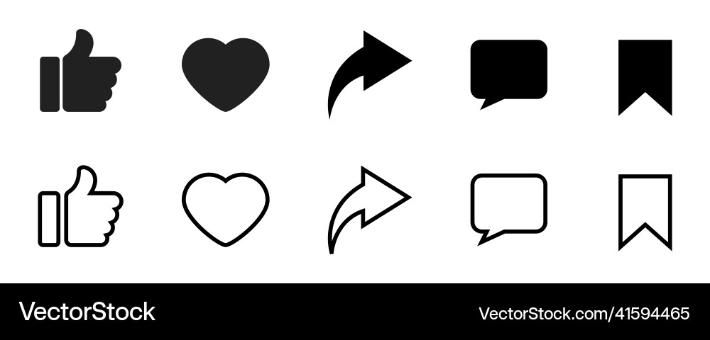 Like share comment symbol thumb up and heart Vector Image