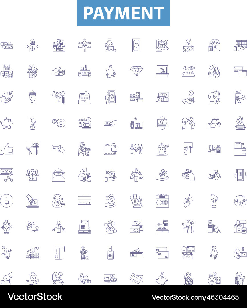 Payment line icons signs set remittance Royalty Free Vector