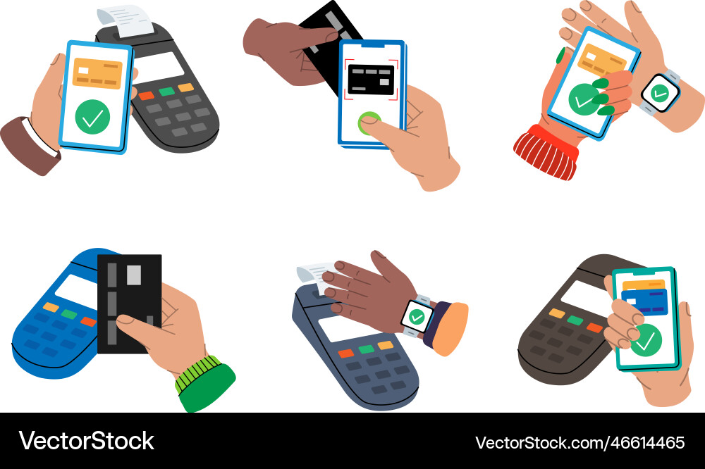 Pos terminal for contactless pay with smartphone Vector Image