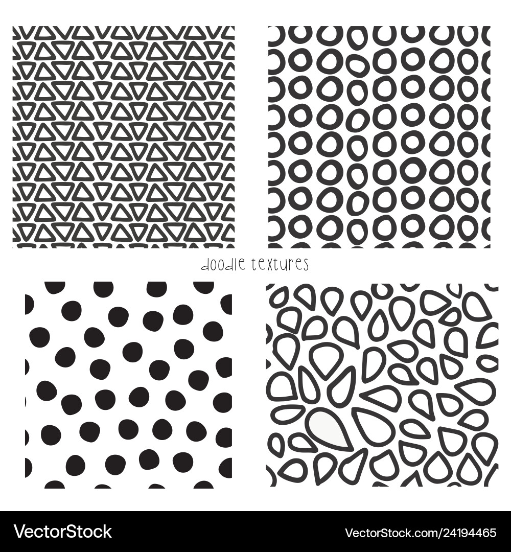 Seamless doodle textures set of 4 Royalty Free Vector Image