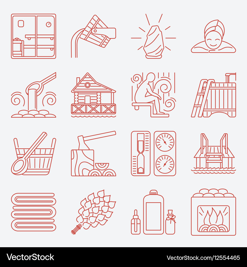 Set of sauna line icon Royalty Free Vector Image