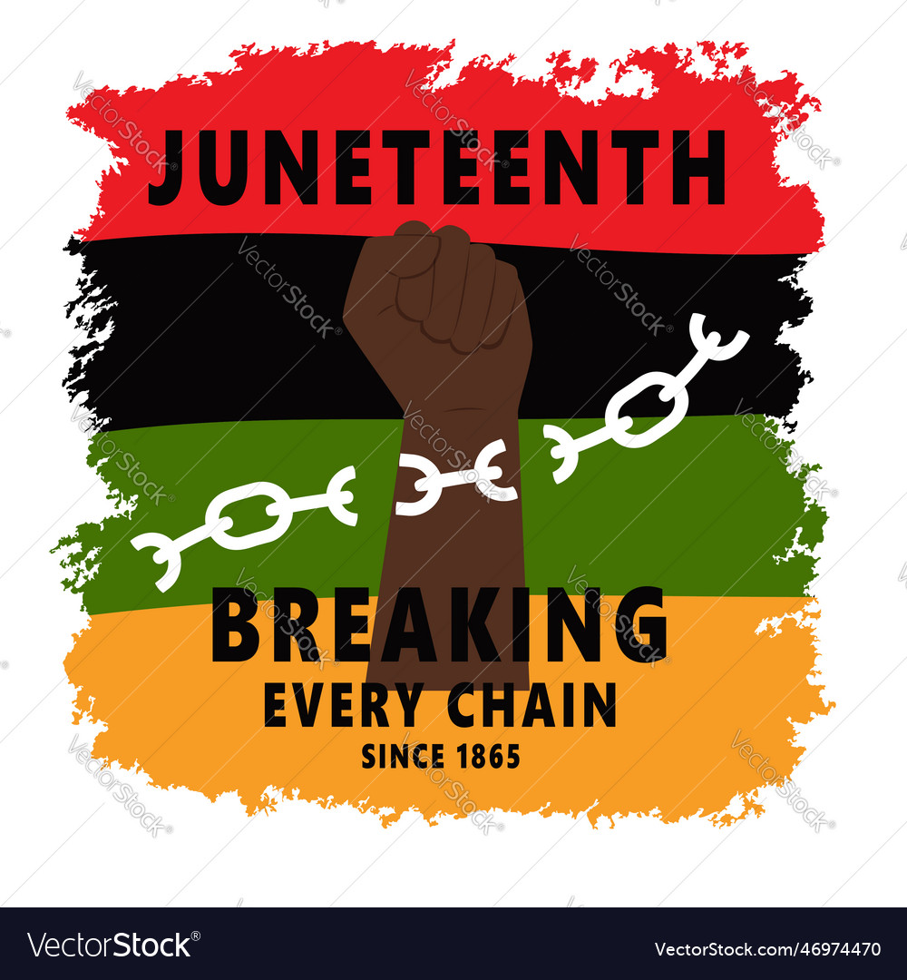 A raised clenched fist breaks the chains symbol Vector Image