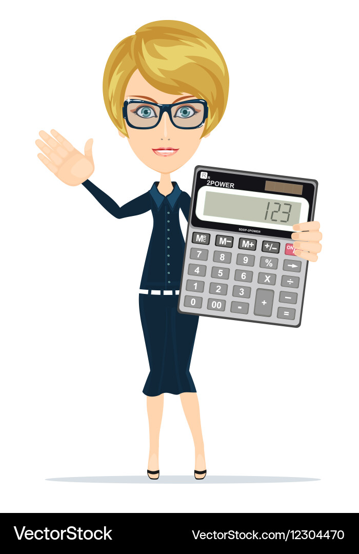 Accountant shows the calculator Royalty Free Vector Image