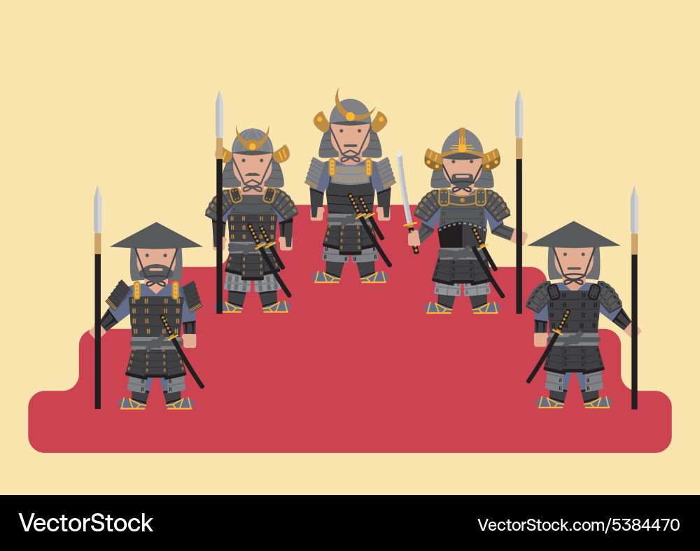Ancient japanese soldier flat graphic Royalty Free Vector
