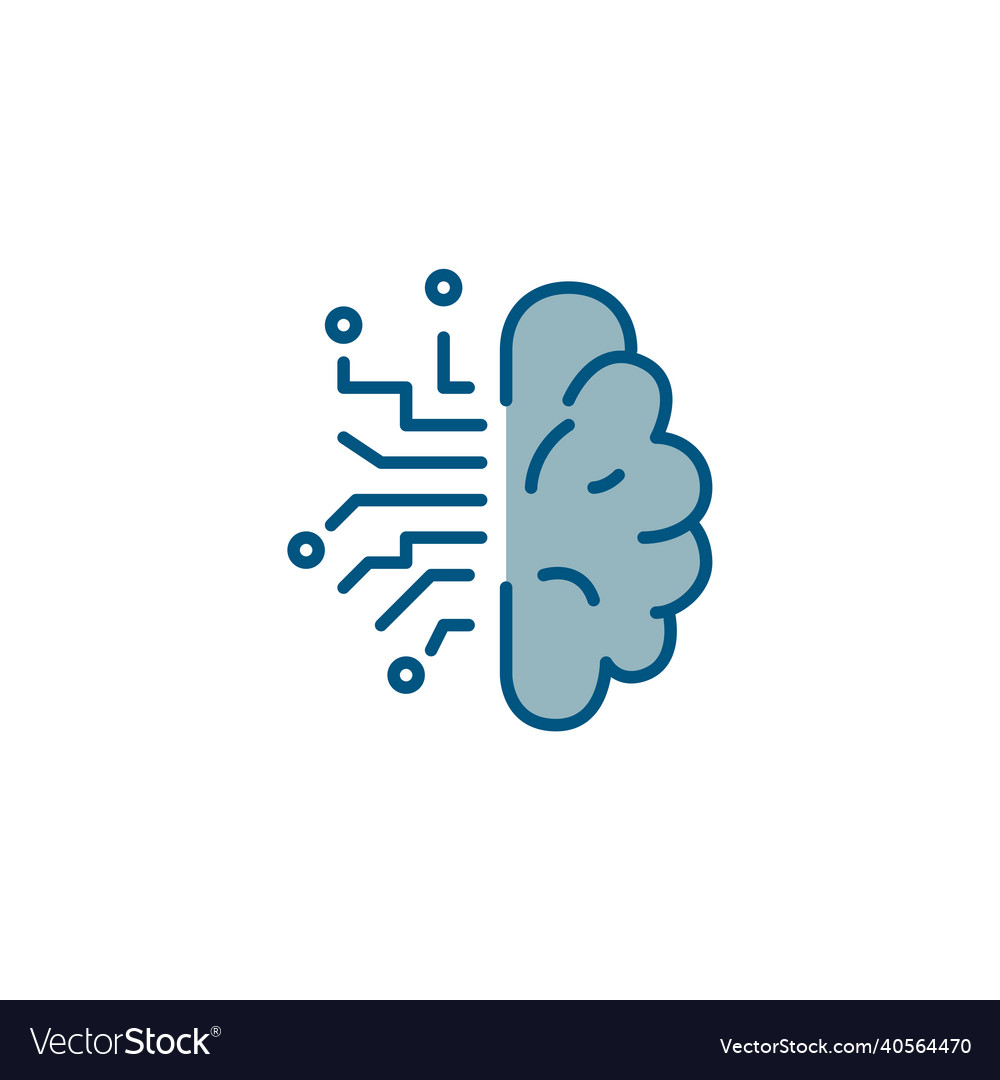 Artificial intelligence brain with cpu circuits Vector Image