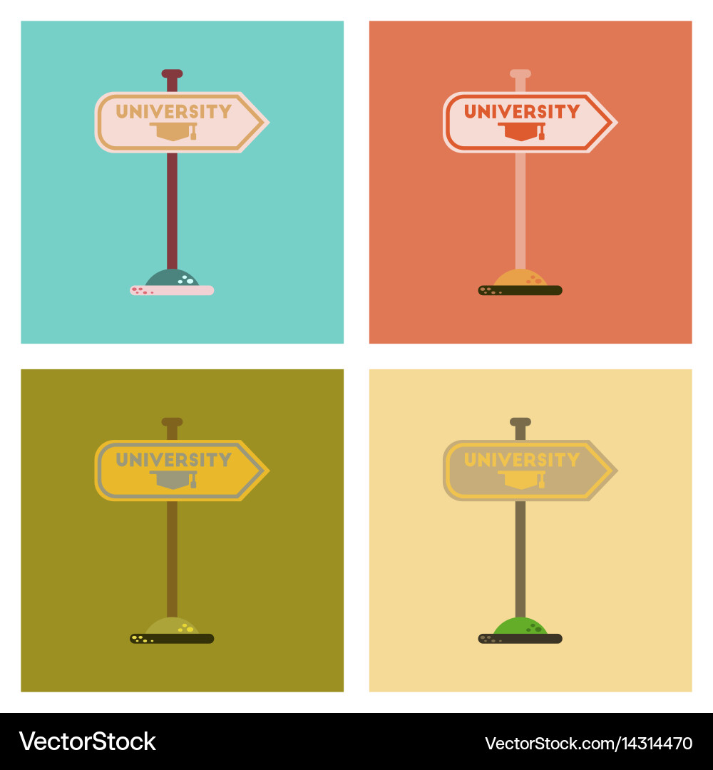 Assembly flat icons university sign Royalty Free Vector