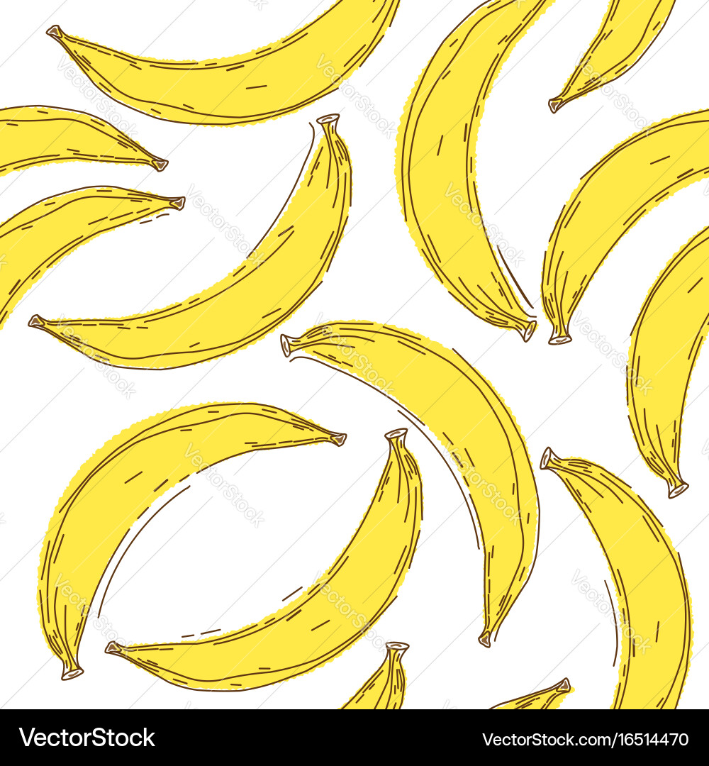 Banana seamless pattern endless yellow bananas Vector Image