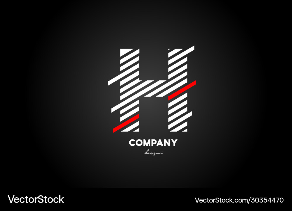Black white red h alphabet letter logo design Vector Image