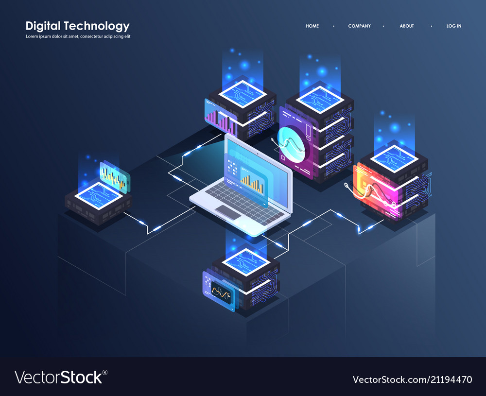 Concept Of Big Data Processing Isometric Vector Image